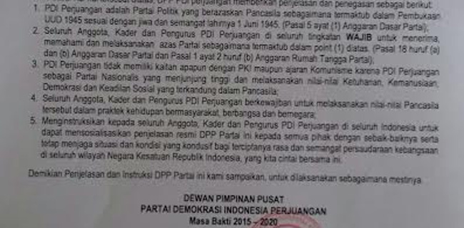 Penjelasan Resmi PDIP Yang Kerap Dikaitkan PKI