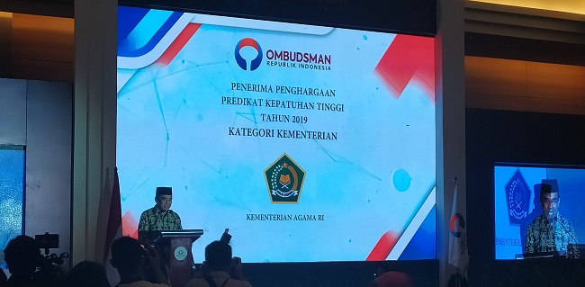 Terima Penghargaan Dari Ombudsman, Menag Fachrul Singgung Moderasi Beragama