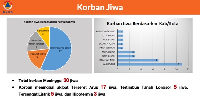 Update: 30 Orang Meninggal Akibat Banjir Jabodetabek